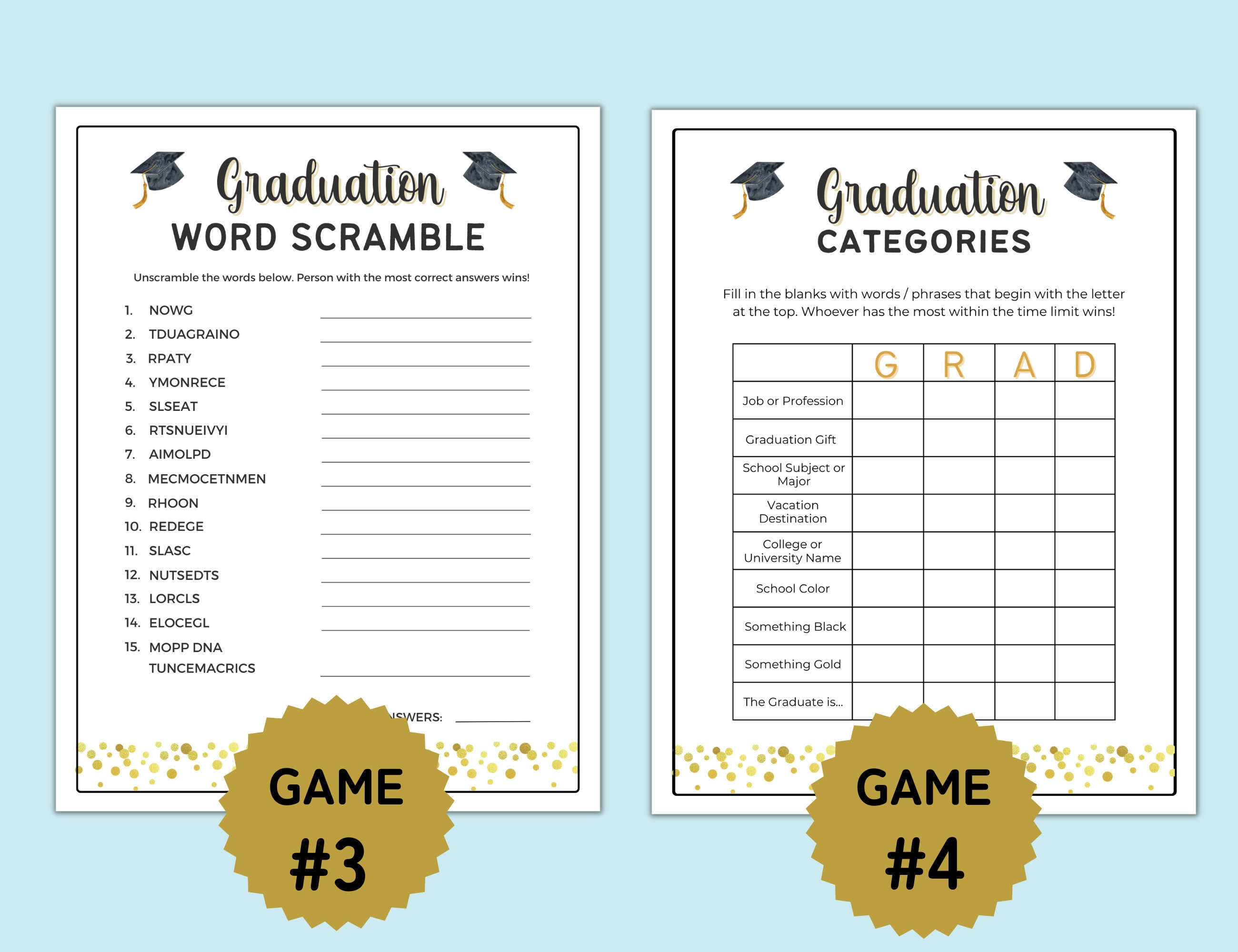 Graduation Game Bundle, Graduation 2024, Graduation Printable Games ...