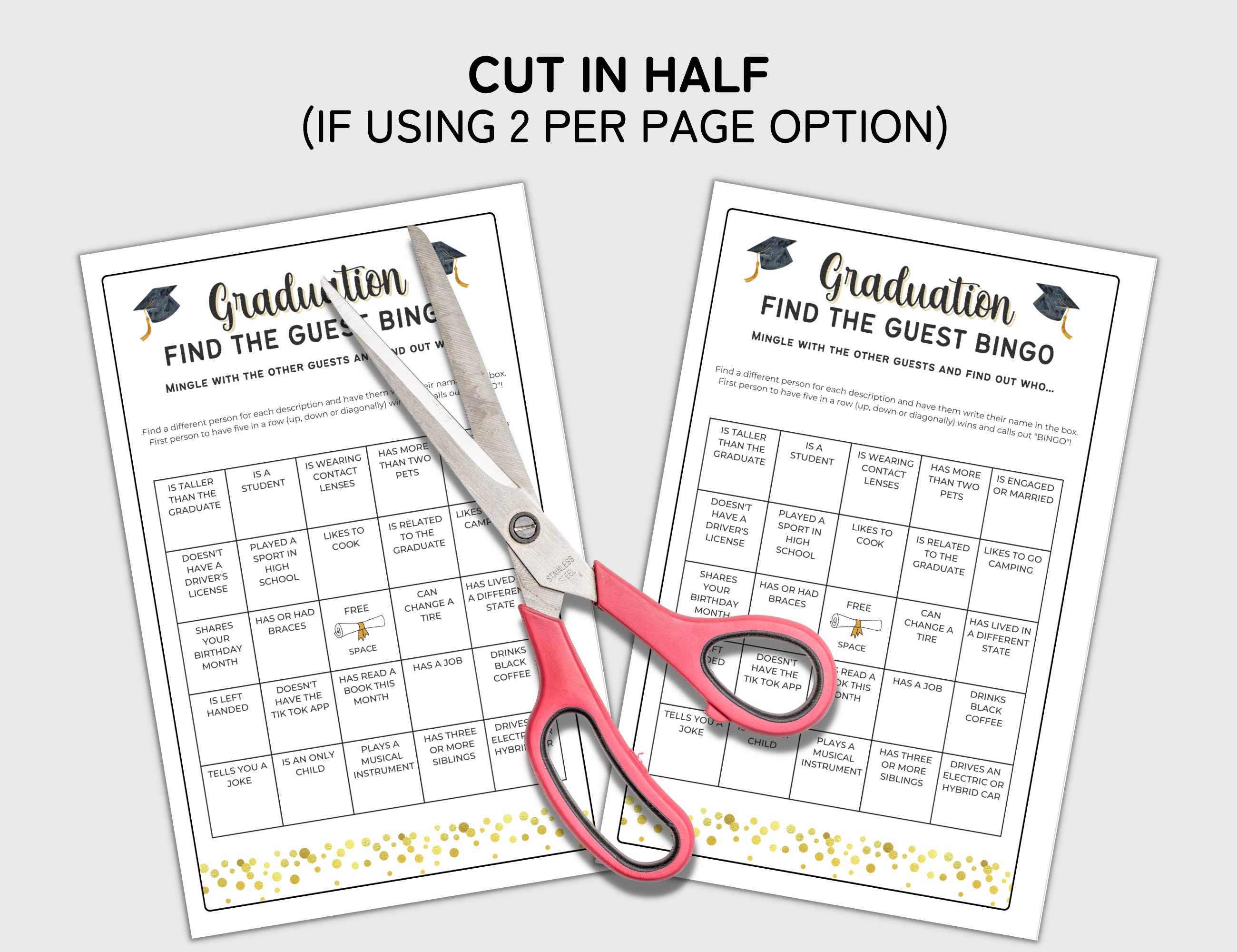 Graduation Find the Guest Bingo Game for Graduation Party, Mix and ...