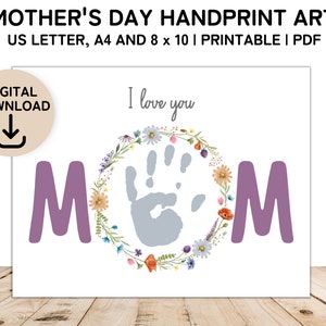 Mother's Day Handprint Art, Printable Handprint Craft, Gift for Mom ...