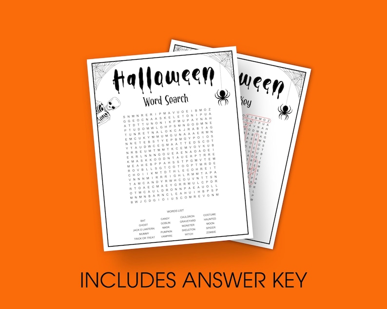 Halloween Word Search, Printable Halloween Game for Kids, Adult ...