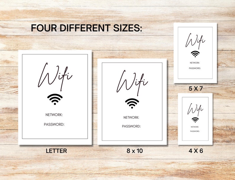 Wifi Password Sign Printable Wifi Sign Wifi Network Sign - Etsy