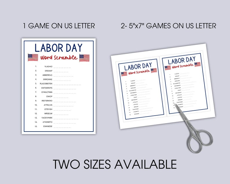 Labor Day Word Scramble Game, Patriotic Games, Labor Day Activities ...