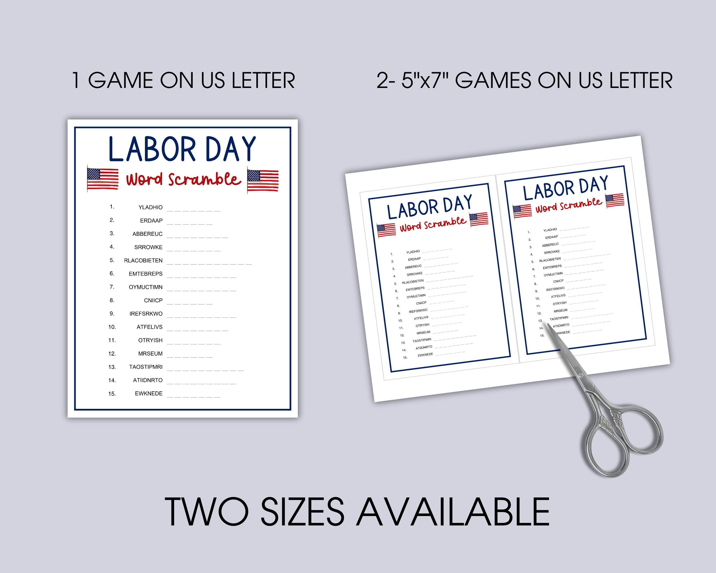 Labor Day Word Scramble Game, Patriotic Games, Labor Day Activities ...