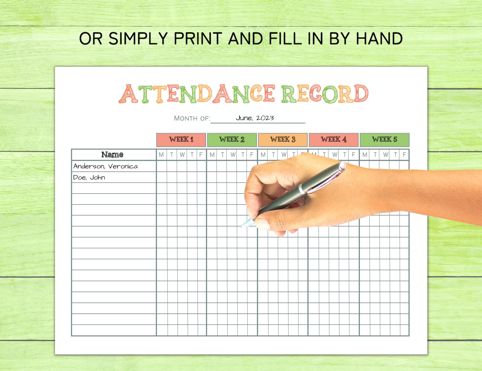 Editable Daycare Attendance Sheet for Preschool, Home School and in ...