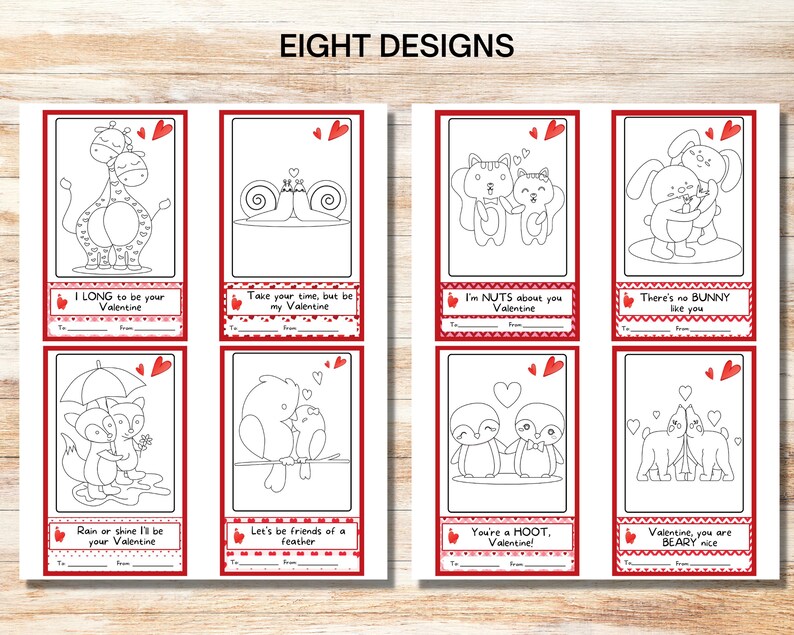 Valentine Coloring Cards, Printable Valentine Coloring Cards for Kids ...