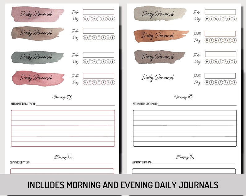 Daily Planner and AM/PM Journal, Printable, Daily to Do List, Daily ...