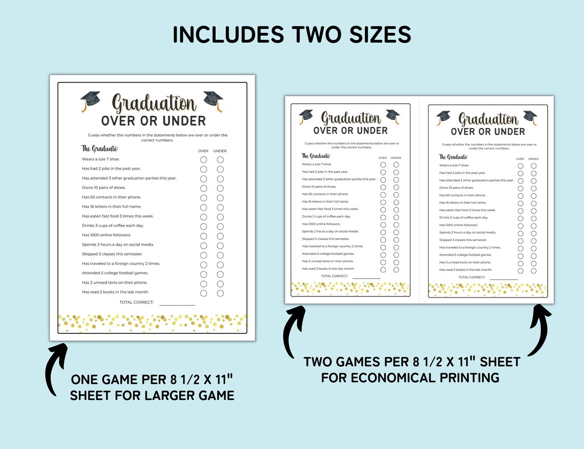 Graduation Over or Under Game, Graduation 2024, Graduation Printable ...