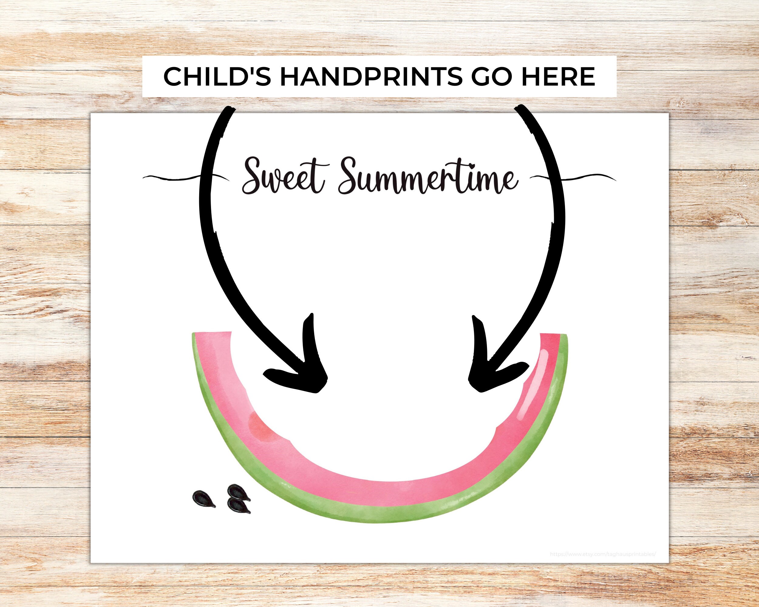 Summer Handprint Art, Watermelon Handprint Art, Printable Summer ...