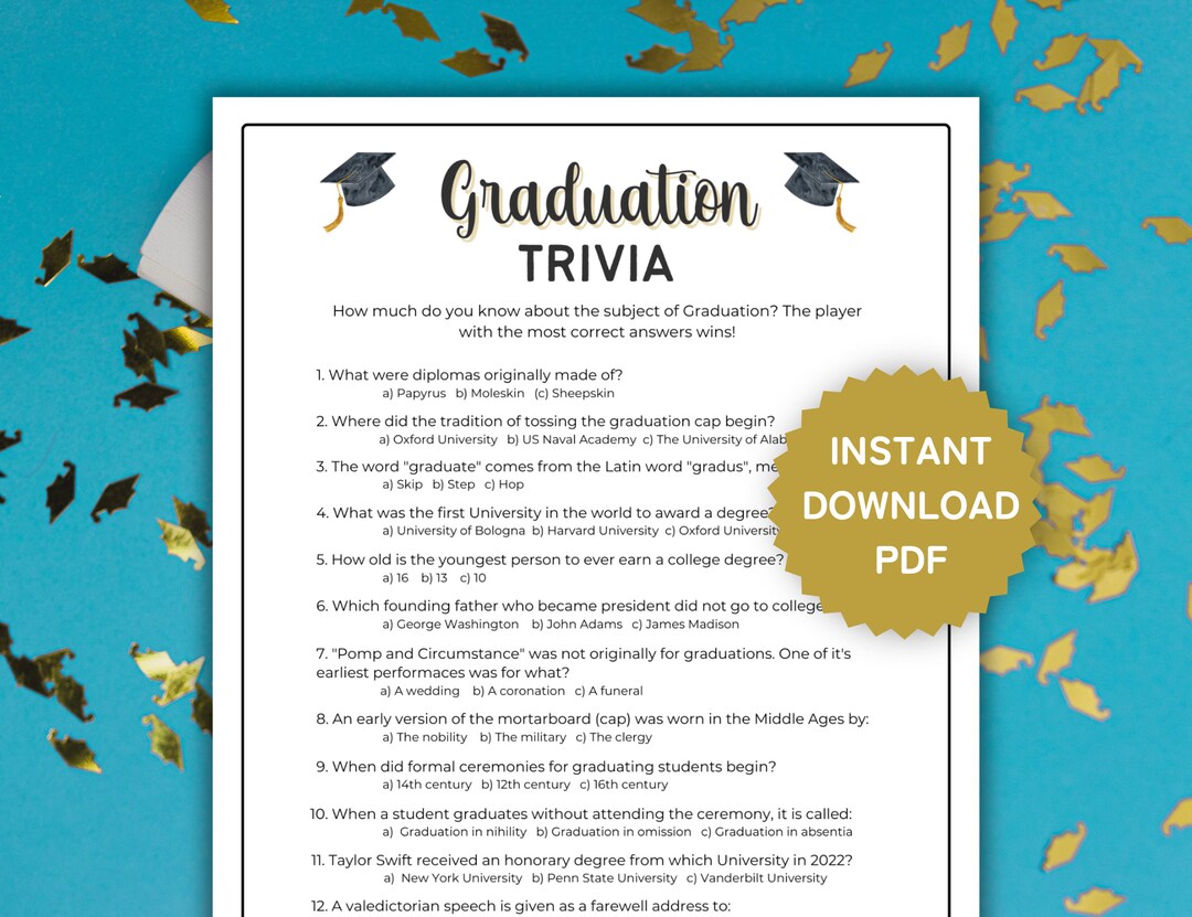 Graduation Trivia Game, Graduation 2024, Graduation Printable Games ...