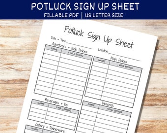 Spring Potluck Sign up Sheet Printable, Food Sign up Sheet, Spring ...