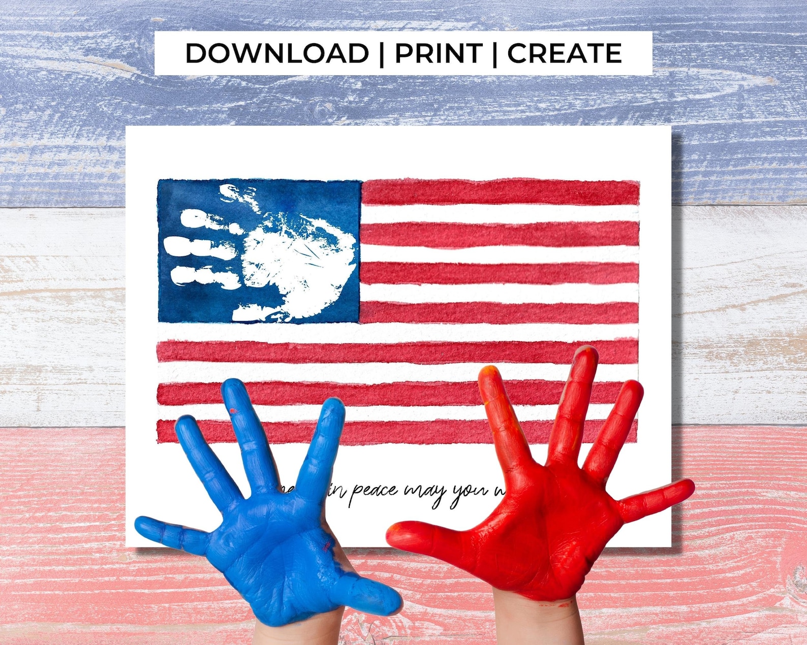 Fourth of July Handprint Art, Printable Summer Keepsake, American Flag ...