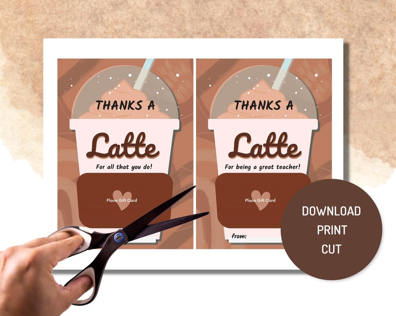 Printable Coffee Gift Card Holder for Staff, Employee, Teacher ...