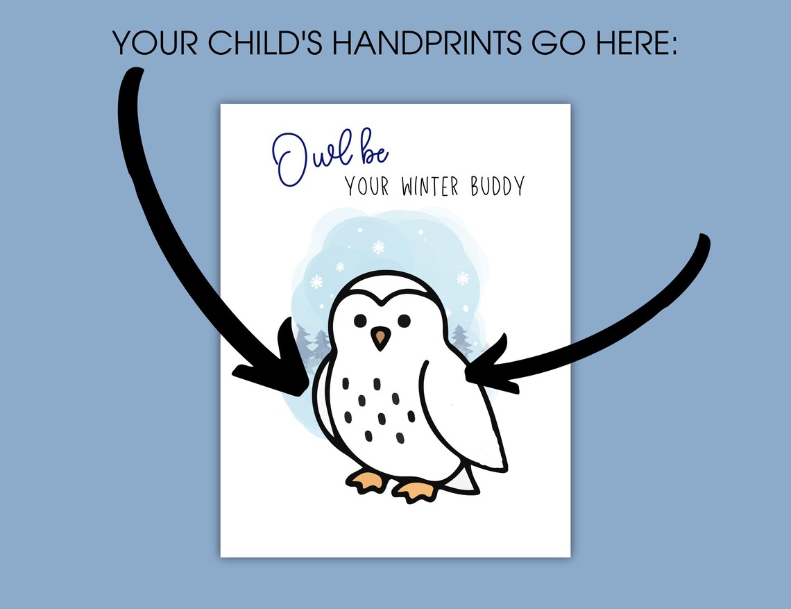 Winter Handprint, Snowy Owl Handprint Art, Winter Printable Handprint ...