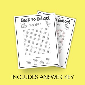 Back to School Word Search Game, First Week Classroom Activity Word ...
