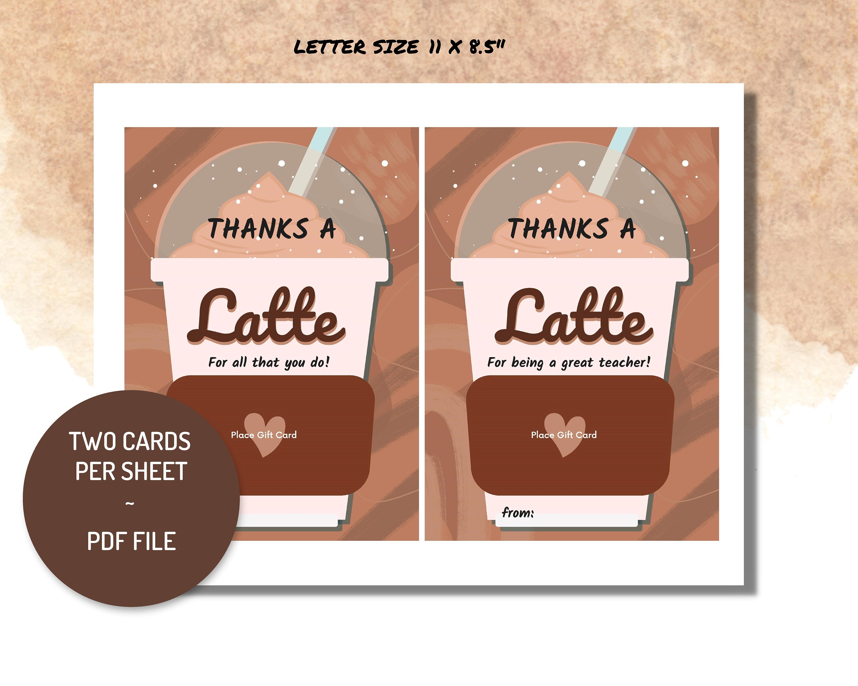 Printable Coffee Gift Card Holder for Staff, Employee, Teacher ...