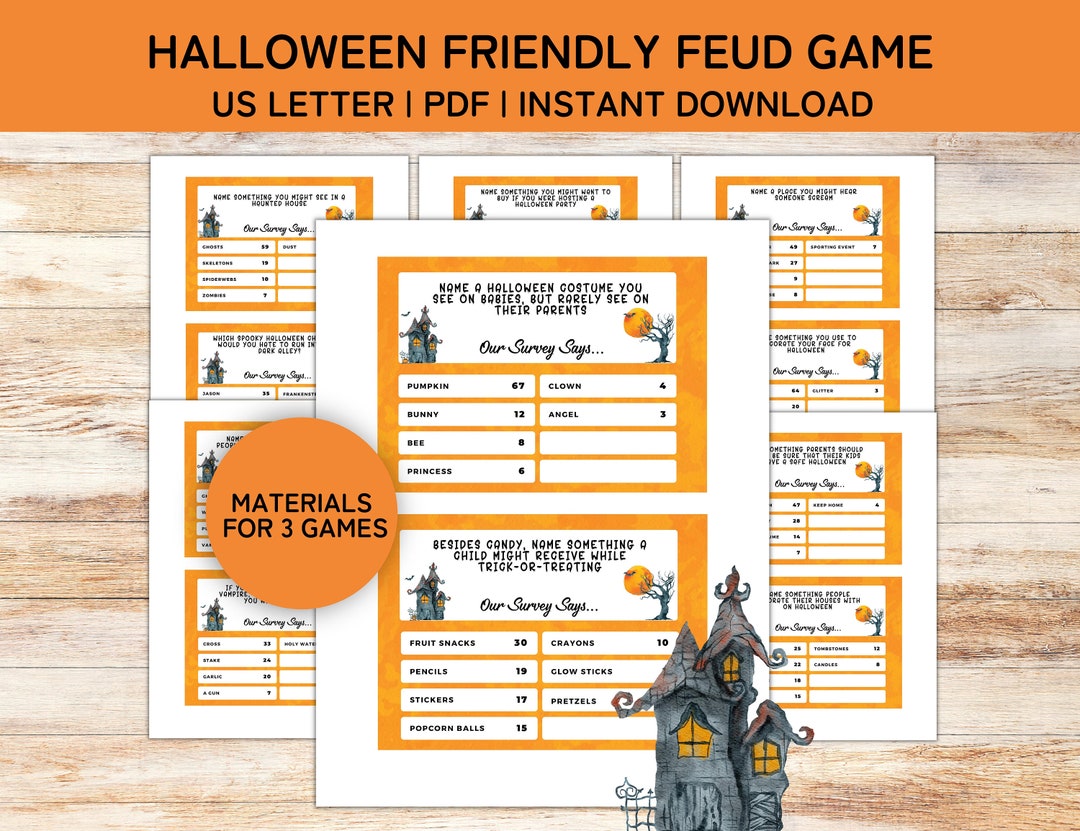 Halloween Friendly Feud Game, Halloween Family Friendly Party Game ...