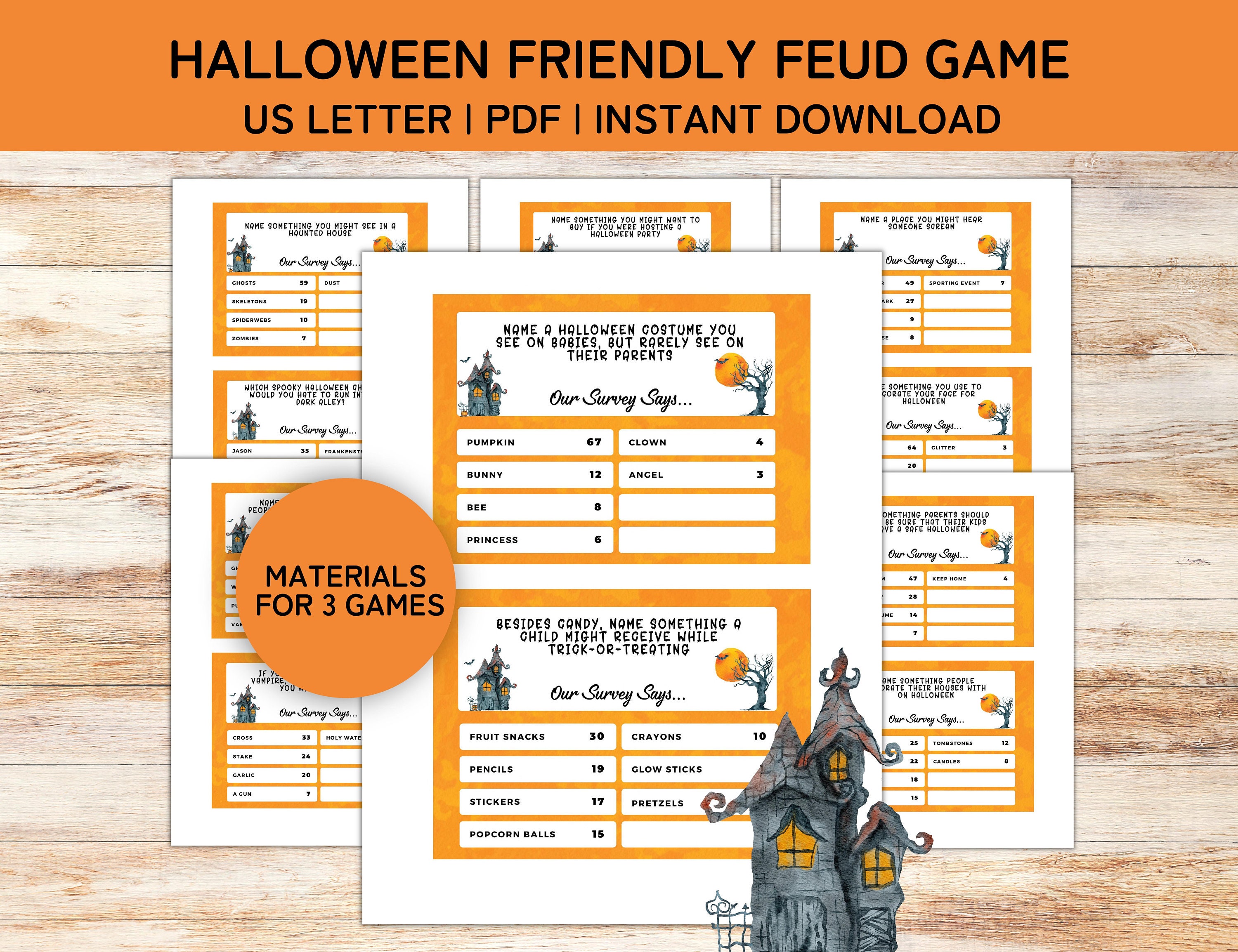 Halloween Friendly Feud Game, Halloween Family Friendly Party Game ...