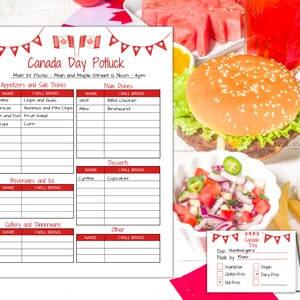 Canada Day Printable Potluck Sign up Sheet, Food Sign up Sheet ...