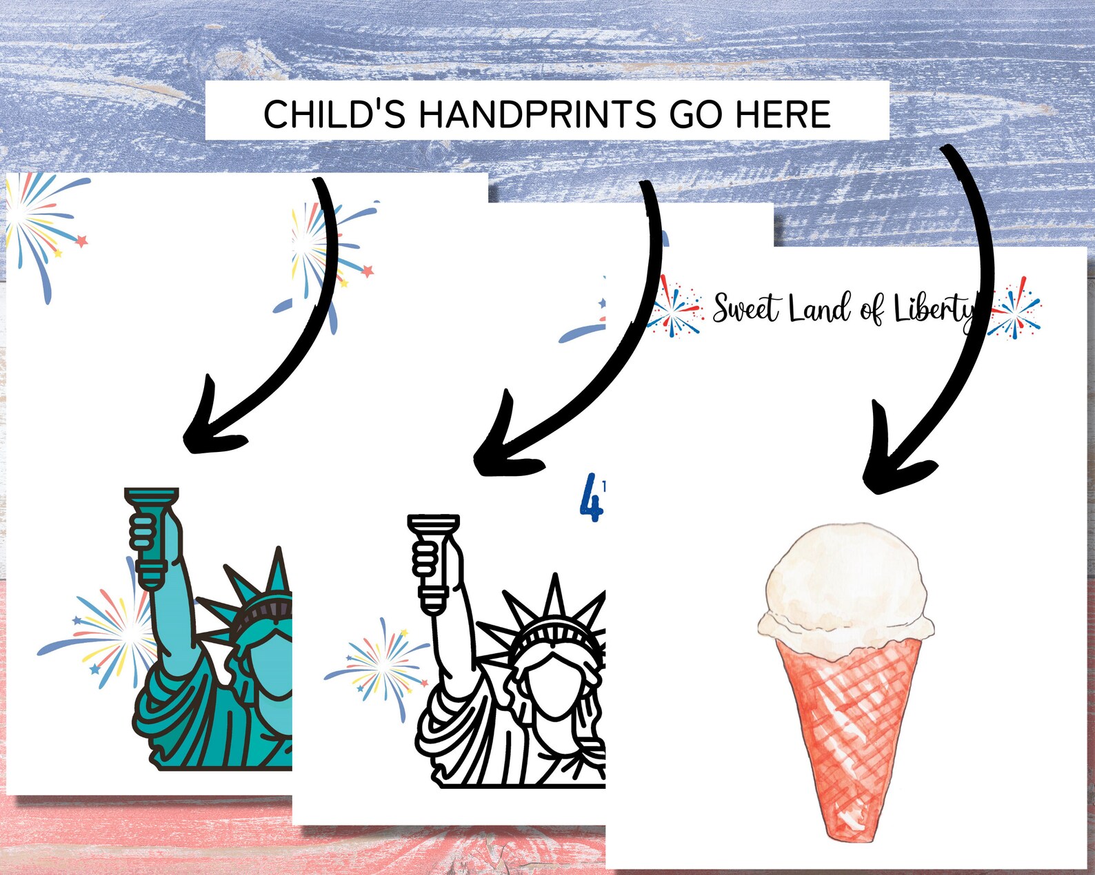 Fourth of July Handprint Art Bundle, Printable Summer Keepsake ...