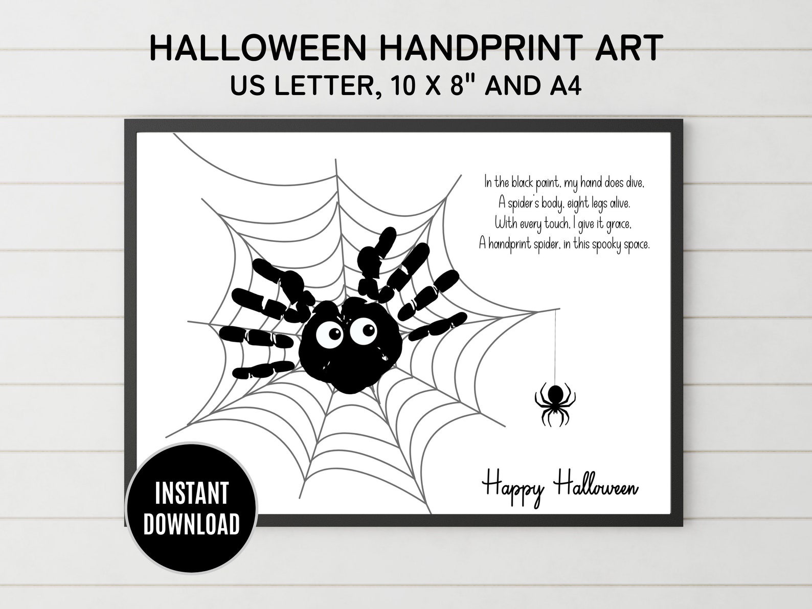 Halloween Handprint Art, Fall Handprint Craft, Spider Halloween Poem ...
