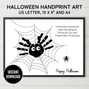 Halloween Handprint Art, Fall Handprint Craft, Spider Halloween Poem ...