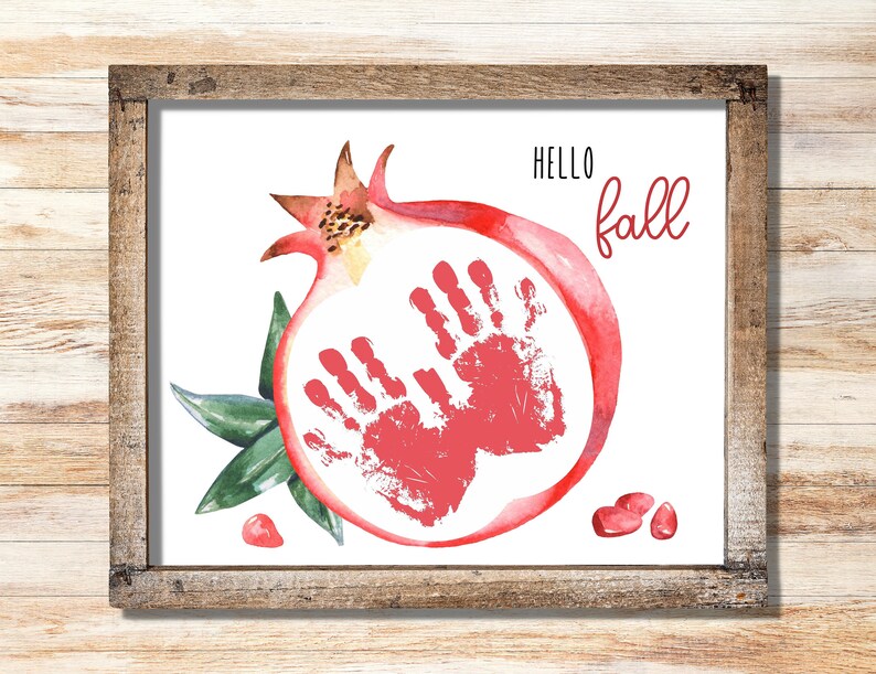 Fall Handprint Art, Hello Fall Handprint Craft, Pomegranate Art ...