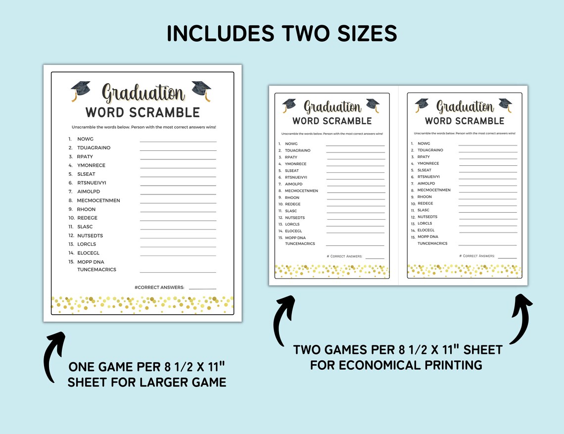 Graduation Word Scramble Game, Graduation 2023, Graduation Printable ...
