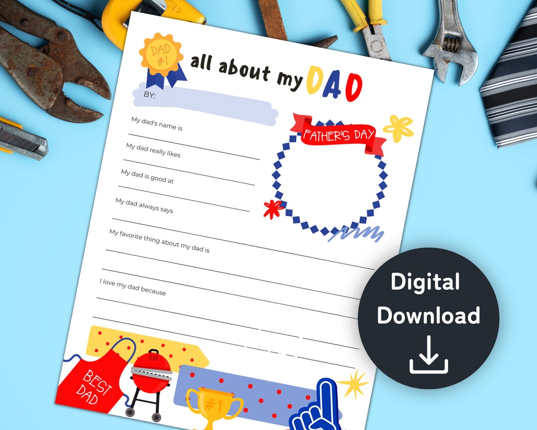 All About My Dad Gift From Kids, DIY Gift for Dad, Printable Father's ...