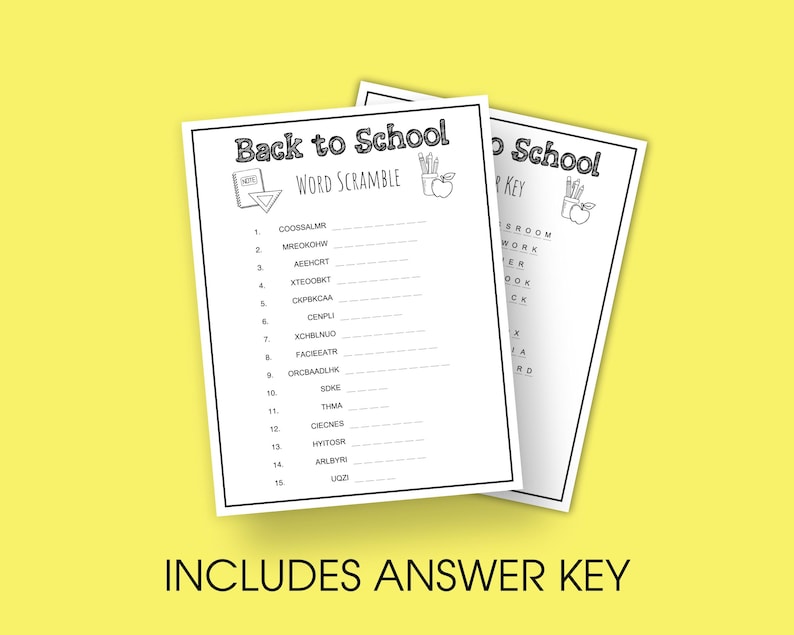 Back to School Word Scramble Game, First Week Classroom Activity Word ...
