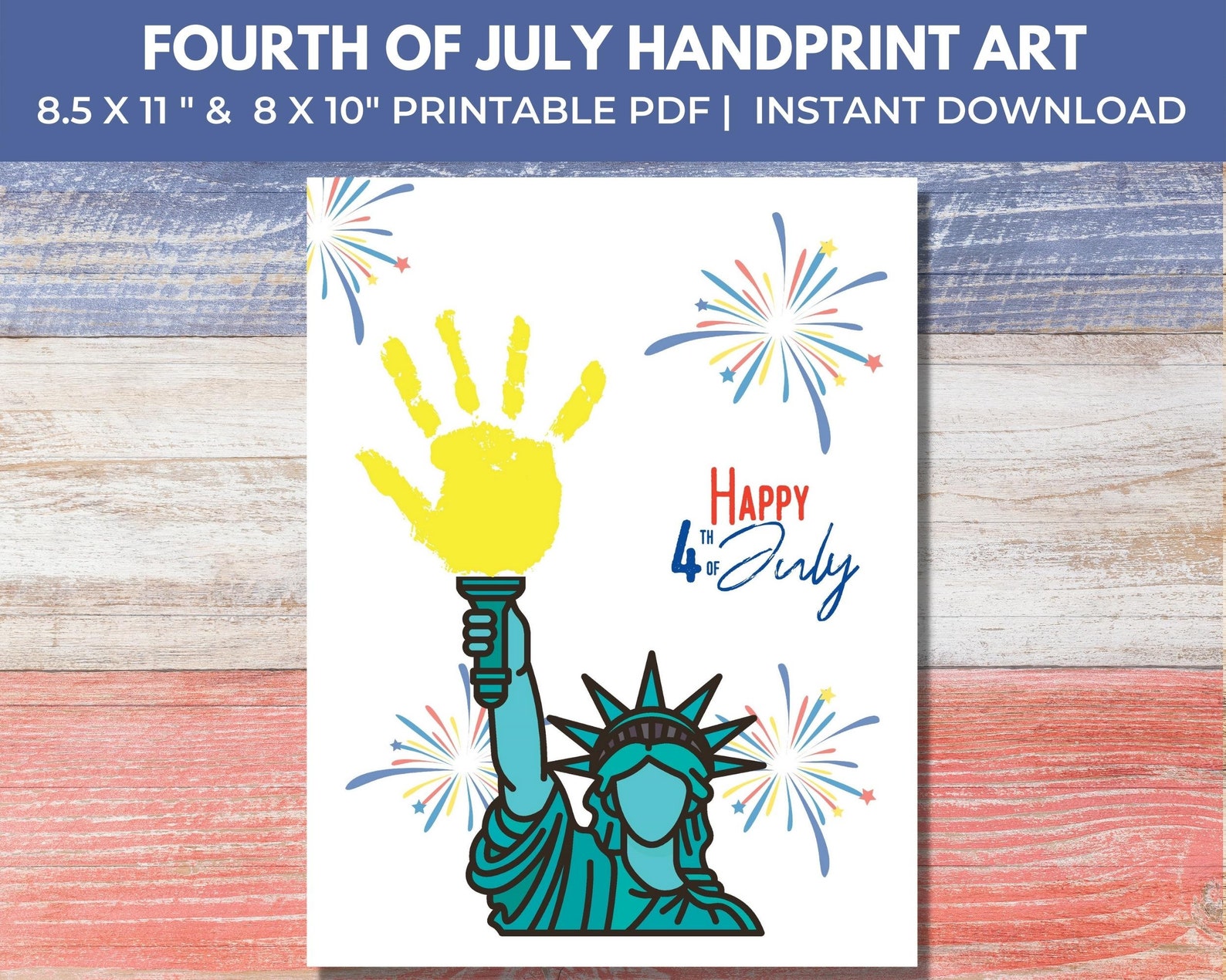 Fourth of July Handprint Art, Printable Summer Keepsake, Statue of ...