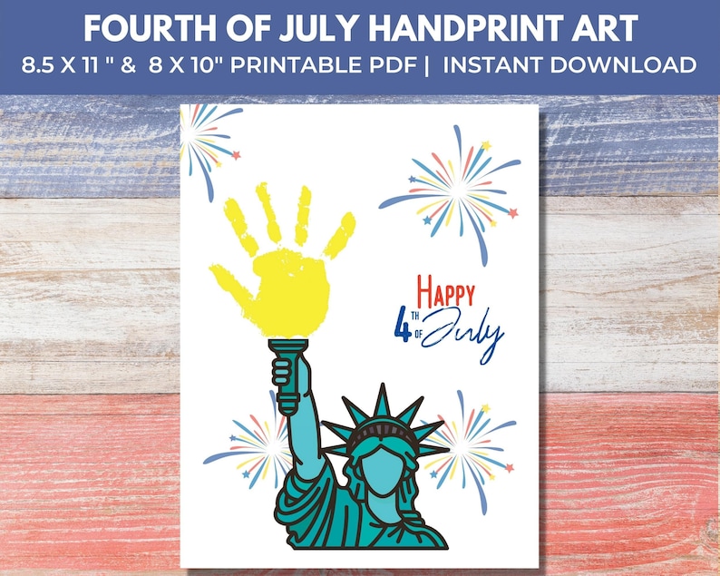 Fourth of July Handprint Art, Printable Summer Keepsake, Statue of ...