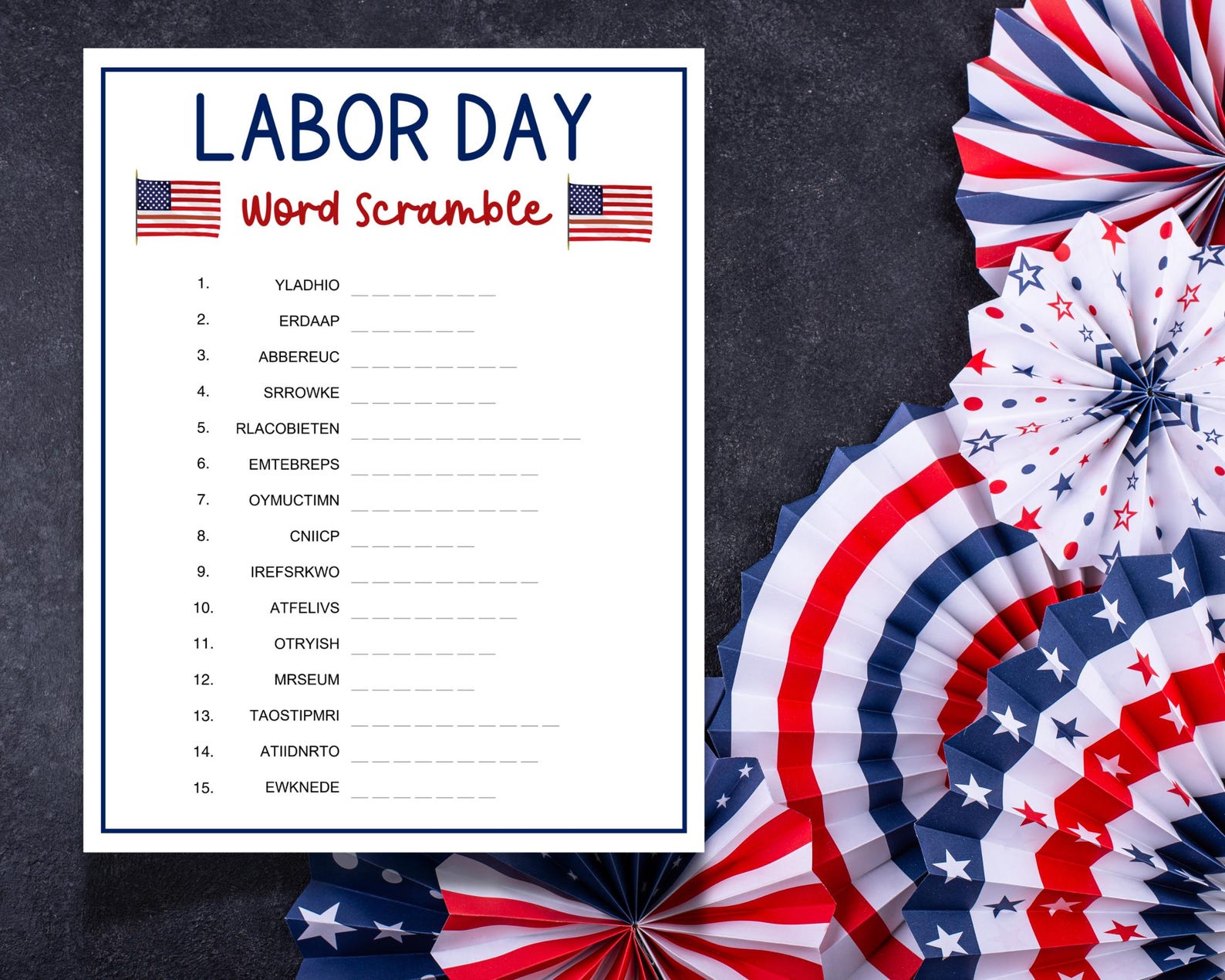 Labor Day Word Scramble Game, Patriotic Games, Labor Day Activities ...