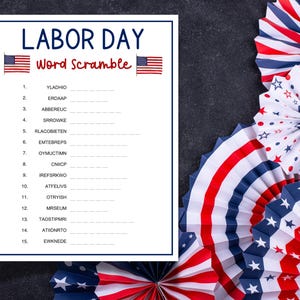 Labor Day Word Scramble Game, Patriotic Games, Labor Day Activities ...