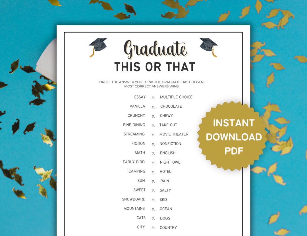 Graduate This or That Game, Graduation Printable Games, Icebreaker Game ...