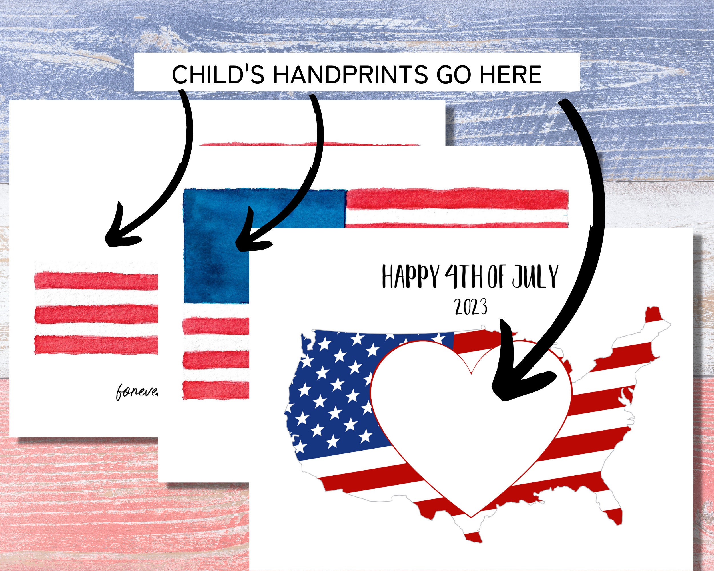 Fourth of July Handprint Art Bundle, Printable Summer Keepsake ...