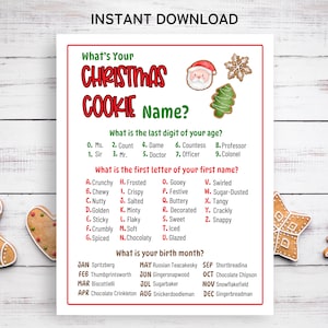 What's Your Christmas Cookie Name Game and Christmas Name Tags ...