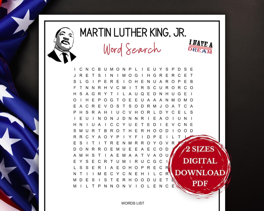 Martin Luther King, Jr. Word Search Game, MLK Day Printable Games ...