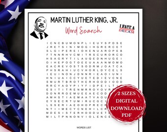 Martin Luther King Jr. - Word Search Puzzle 1 - Etsy