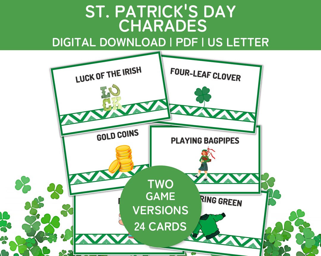 St. Patrick's Day Charades or Draw the Word Game, St. Paddy's Day ...