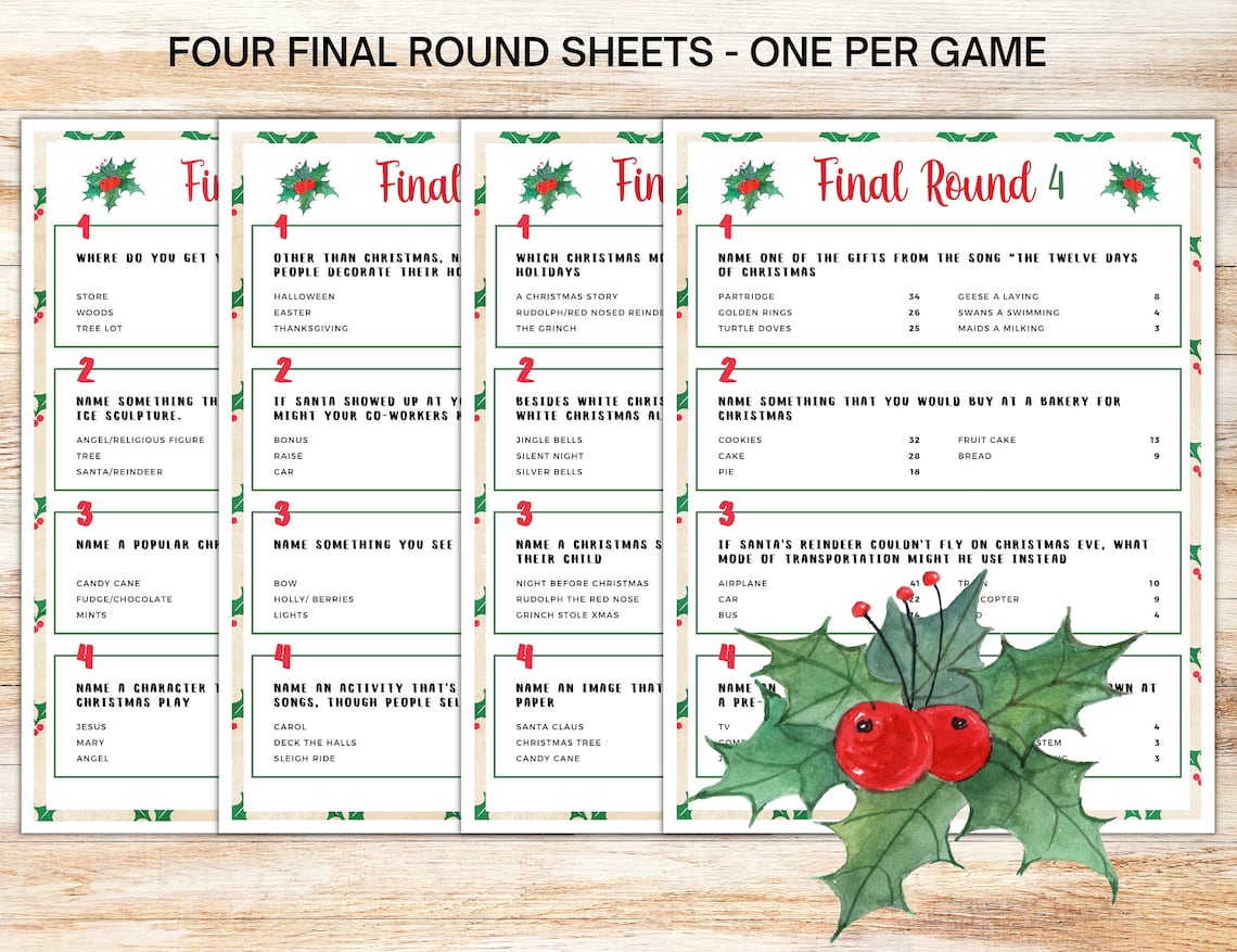 Christmas Friendly Feud Game, Christmas Family Friendly Party Quiz Game ...