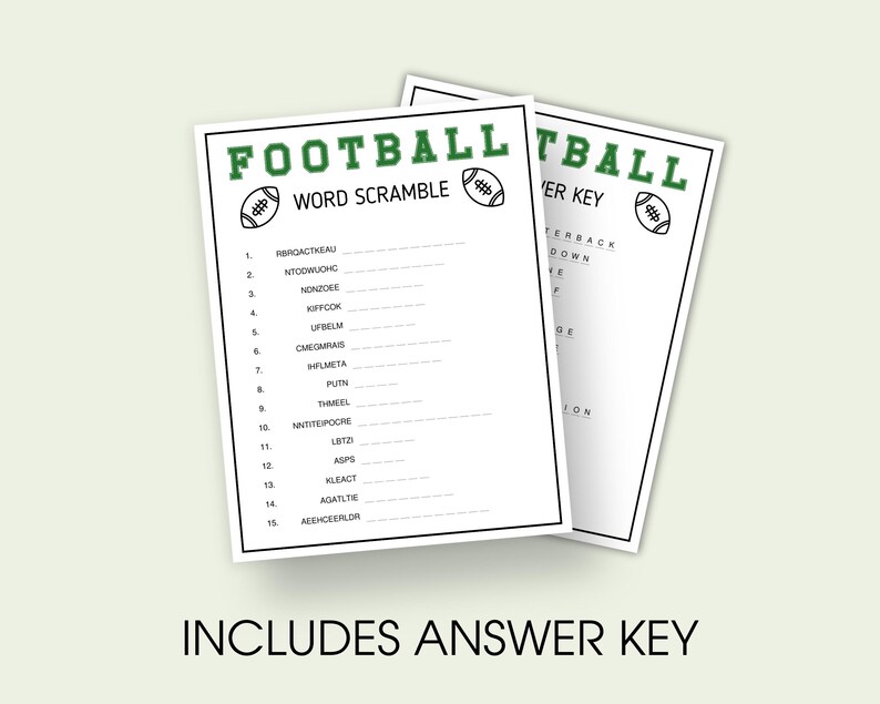 Football Word Scramble Game, Football Theme Party Games, Birthday Party ...