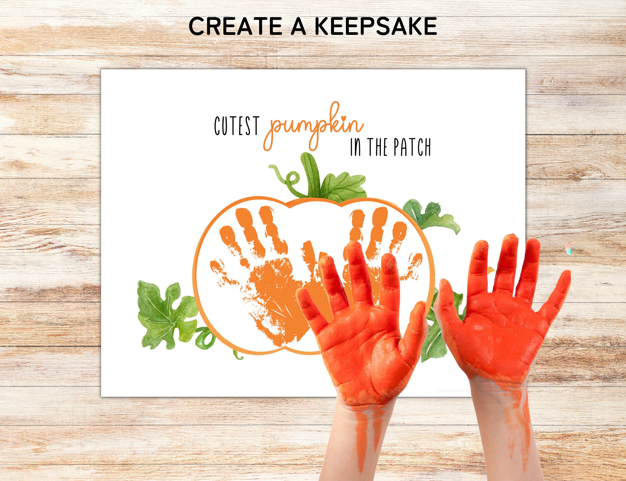 Pumpkin Handprint Art, Fall Handprint Craft, Halloween Pumpkin ...
