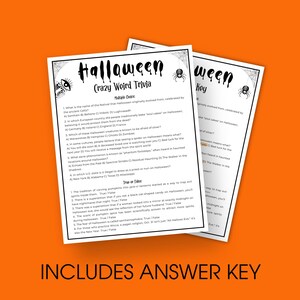 Halloween Trivia Game, Printable Halloween Party Game, Teen Halloween ...