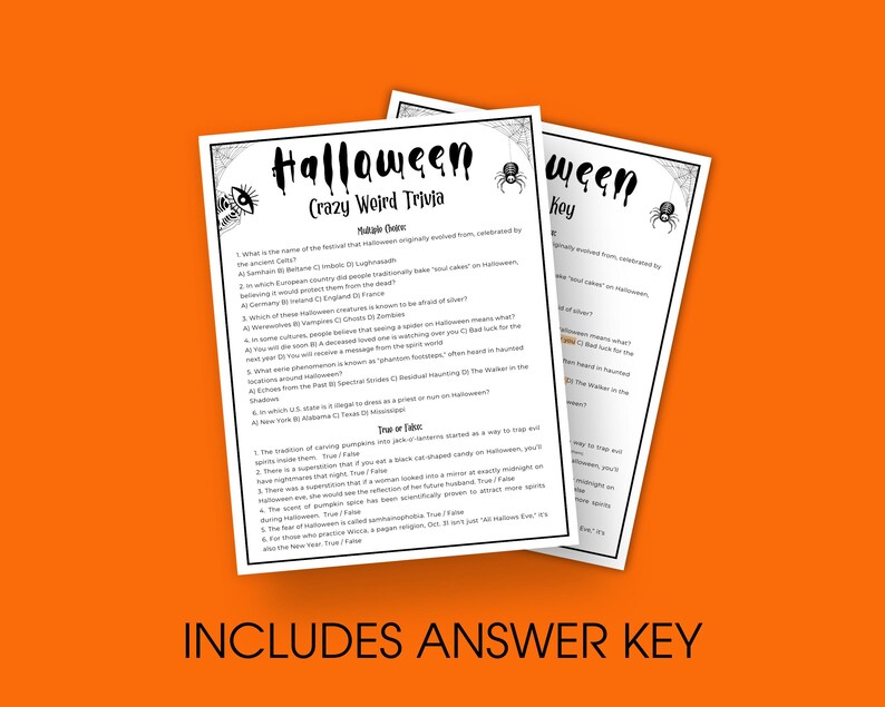 Halloween Trivia Game, Printable Halloween Party Game, Teen Halloween ...
