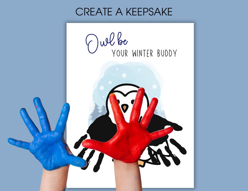 Winter Handprint, Snowy Owl Handprint Art, Winter Printable Handprint ...