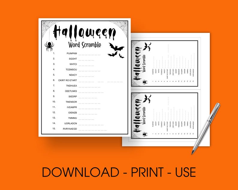 Halloween Word Scramble Game, Printable Halloween Game for Kids and ...