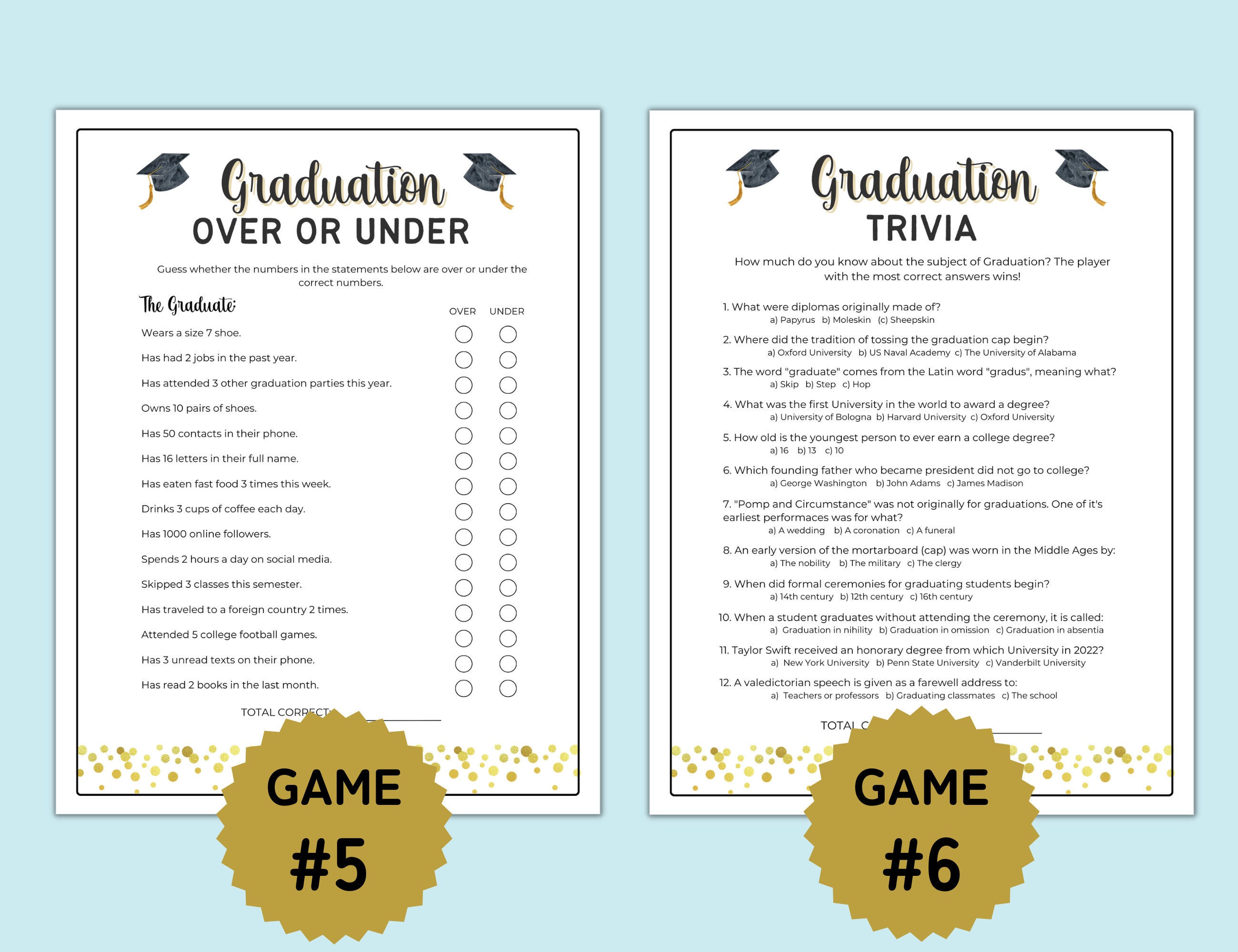 Graduation Game Bundle, Graduation 2024, Graduation Printable Games ...