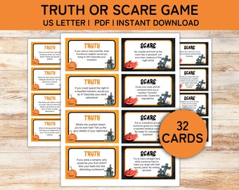 Halloween Truth or Scare Printable Game, Fall Halloween Game - Etsy
