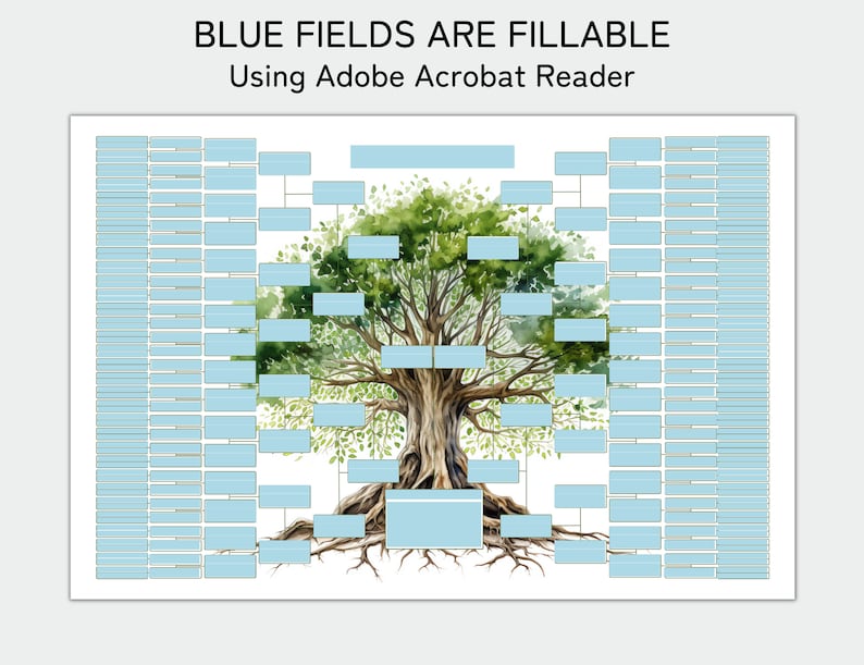 Family Tree Template 8 Generation, Family Tree Chart, 24x36" and A1 ...