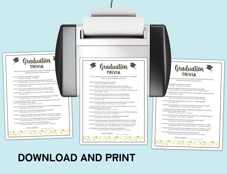 Graduation Trivia Game, Graduation 2024, Graduation Printable Games ...